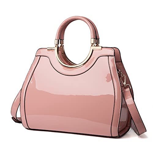LJOSEIND Patent Leather Handbags Designer Satchel Purses Top Handle Bags Structured Shoulder Bags for Women