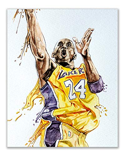 Kobe Bryant Watercolor Wall Art Decor Prints - Set Of 4 (8x10) Inch Poster Photos