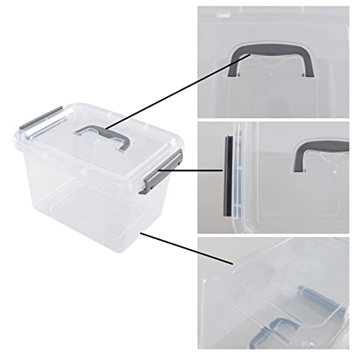 Obstnny Organizing Boxes with Latching Lids 6 Quart, 6 Packs Small Plastic Storage Bins