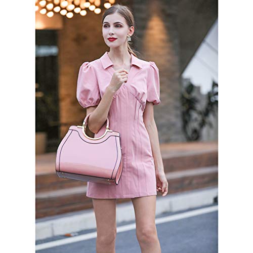LJOSEIND Patent Leather Handbags Designer Satchel Purses Top Handle Bags Structured Shoulder Bags for Women