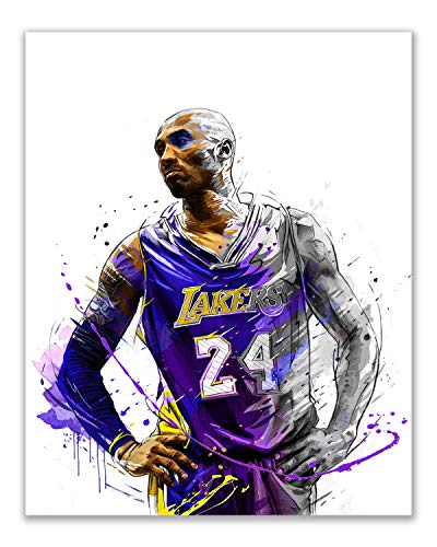 Kobe Bryant Watercolor Wall Art Decor Prints - Set Of 4 (8x10) Inch Poster Photos
