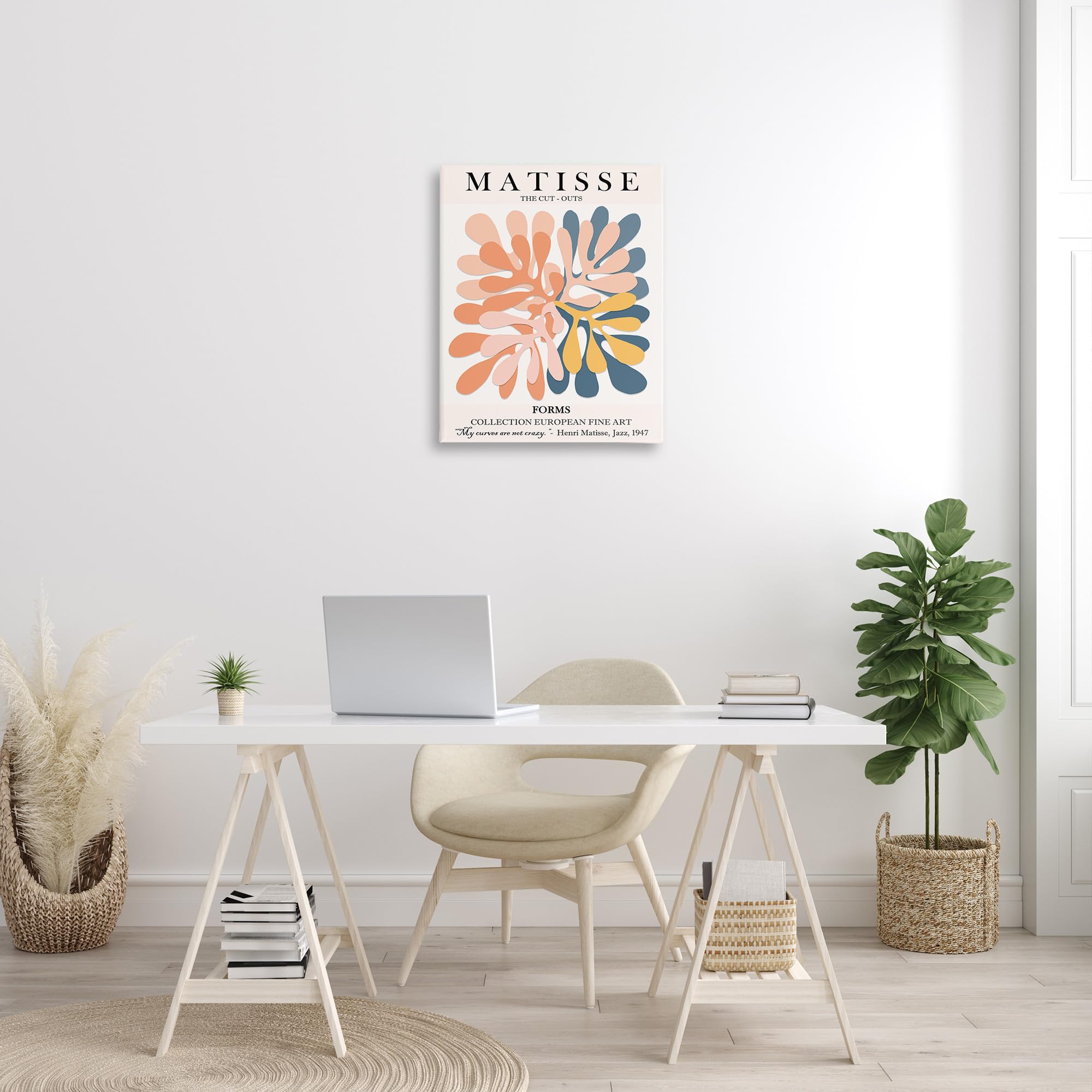 Stupell Industries Classical Matisse Painting Cut Out Forms Traditional Abstract, Designed by ROS Ruseva Canvas Wall Art, 24x30, Orange