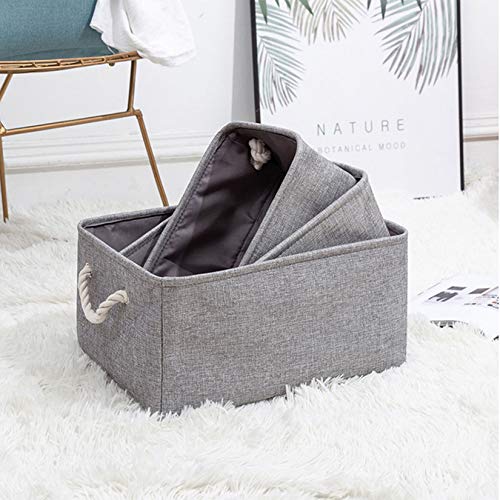 Dingtuo Storage Bins Foldable Organizer Containers with Handles Storage Basket Cube Set of 3 Gray M 14.2x10.2x6.3in