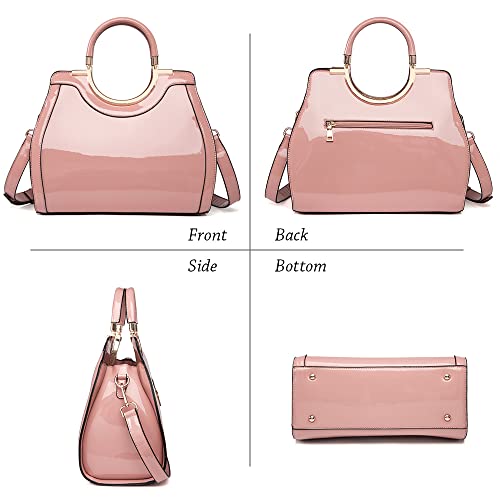 LJOSEIND Patent Leather Handbags Designer Satchel Purses Top Handle Bags Structured Shoulder Bags for Women