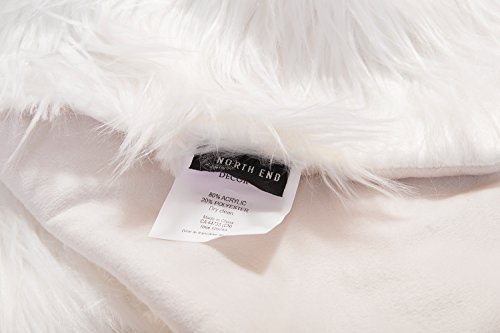 Luxury Fluffy Faux Fur Throw Blanket, Mongolian Long Hair White 50" x 60"