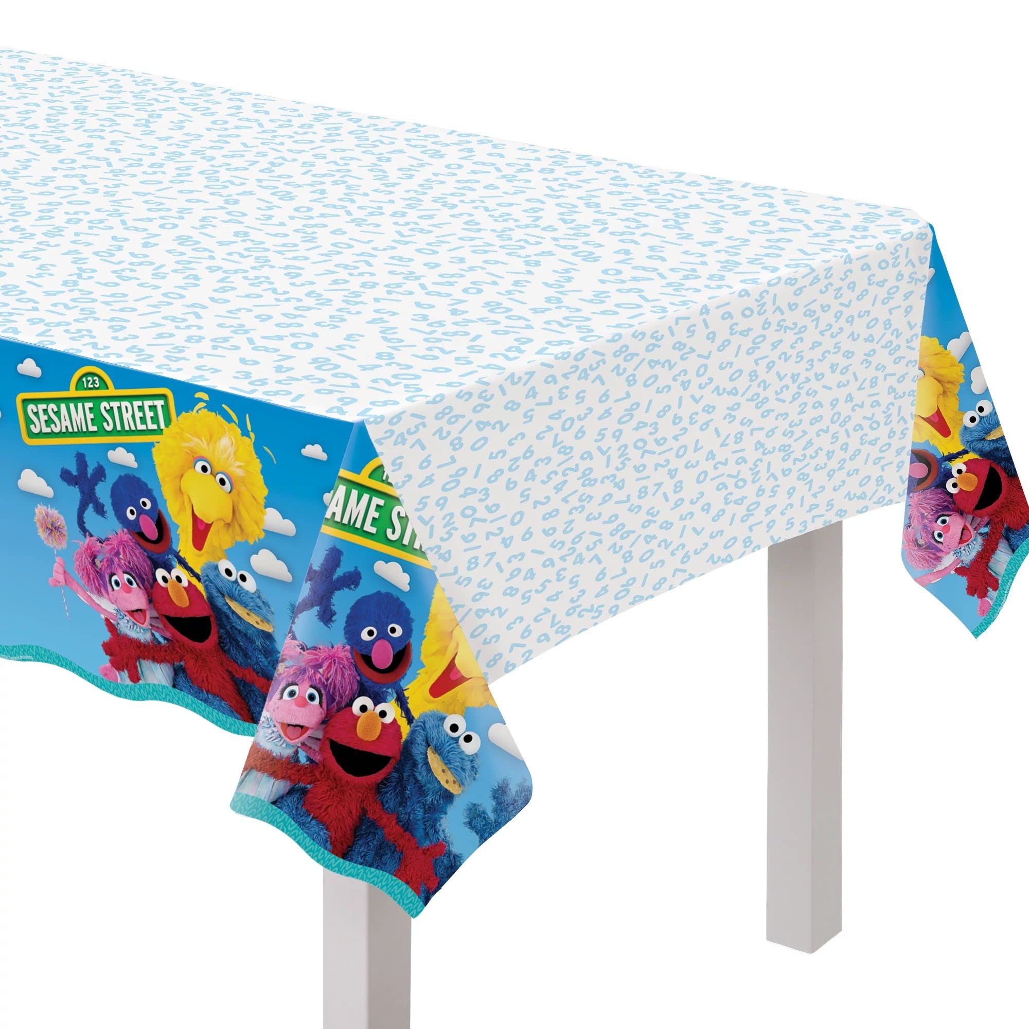 Sesame Street Elmo Big Bird Cookie Monster Birthday Party Supplies Bundle includes 16 Dessert Cake Paper Plates, 16 Napkins, 1 Table Cover (Bundle for 16)