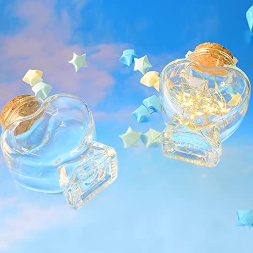 Clear Glass Bottle With Cork Stopper, 50ML Heart Shapes Bud Vases Jars, 3.15 X 2.5 X 1.6inch Mini Message Wish Bottle 1 Piece (Love Bottle)