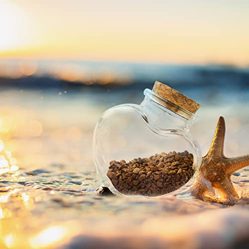 Clear Glass Bottle With Cork Stopper, 50ML Heart Shapes Bud Vases Jars, 3.15 X 2.5 X 1.6inch Mini Message Wish Bottle 1 Piece (Love Bottle)
