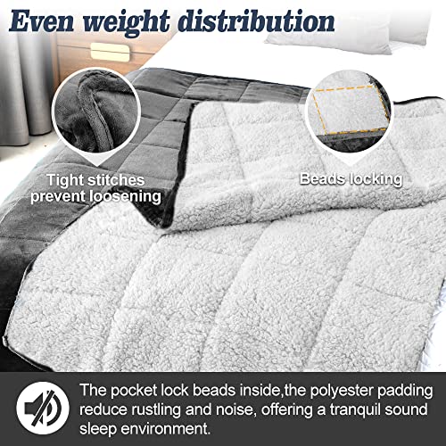 Topblan Sherpa Fleece Weighted Blanket 15lbs, Double Sided with Fuzzy Fleece and Shaggy Sherpa to Help with Better Sleep, 48x72 inches, Grey & White