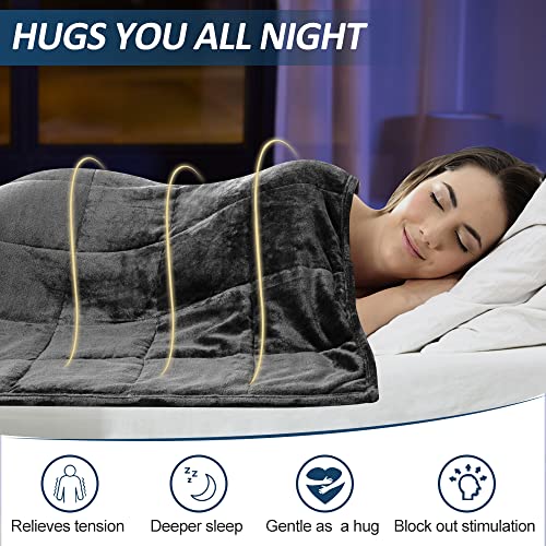 Topblan Sherpa Fleece Weighted Blanket 15lbs, Double Sided with Fuzzy Fleece and Shaggy Sherpa to Help with Better Sleep, 48x72 inches, Grey & White