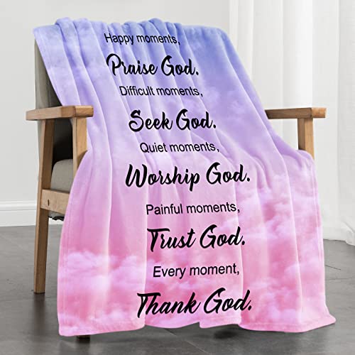 OHDS Christian Bible Verse Throws Blanket Healing Spiritual Blanket Gifts, Religious Prayer Soft Flannel Fleece Bed Blanket Get Well Soon Gifts with Inspirational Thoughts & Hugs 40"X 50"