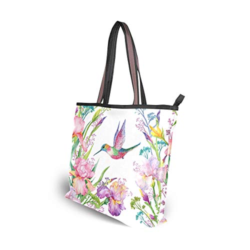 Spring Hummingbird Birds Flowers Handbags and Purse for Women Tote Bag Large Capacity Top Handle Shopper Shoulder Bag