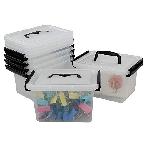 Anbers 3 Quart Small Clear Storage Box with Lid, Set of 6