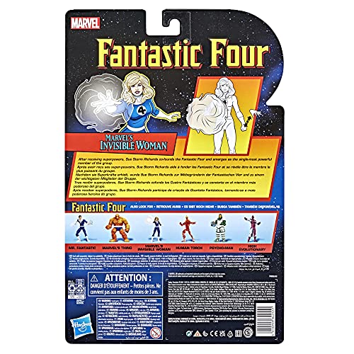 Marvel Legends Series Retro Fantastic Four Marvel's Invisible Woman 6-inch Action Figure Toy, Includes 3 Accessories , Blue