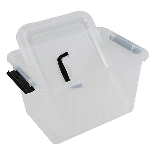 Ramddy 12 Quart Clear Storage Box with Lid and Black Latches, 1 Pack