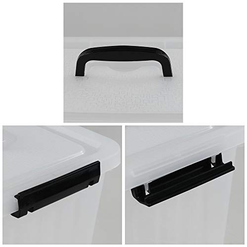 Ramddy 12 Quart Clear Storage Box with Lid and Black Latches, 1 Pack