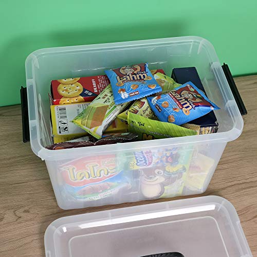 Ramddy 12 Quart Clear Storage Box with Lid and Black Latches, 1 Pack