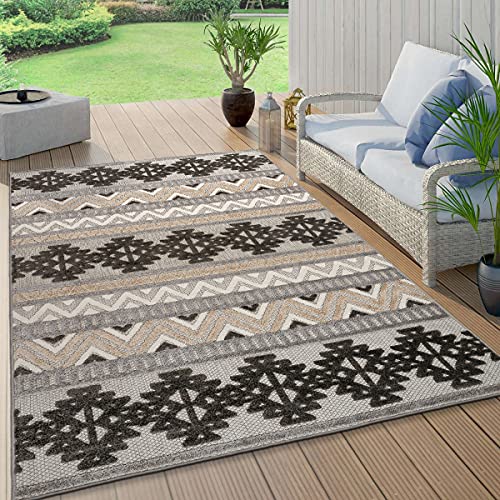 Rugshop Contemporary Geometric Bohemian Indoor/Outdoor Area Rug 5' x 7' Gray
