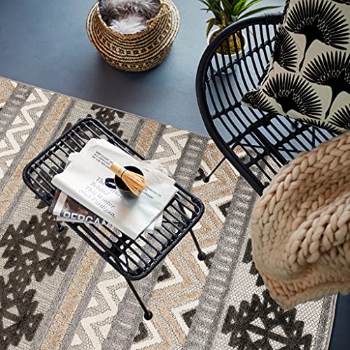 Rugshop Contemporary Geometric Bohemian Indoor/Outdoor Area Rug 5' x 7' Gray