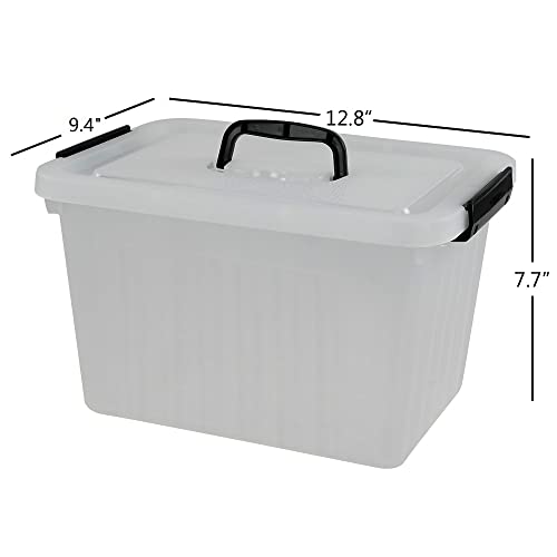 Ramddy 12 Quart Clear Storage Box with Lid and Black Latches, 1 Pack