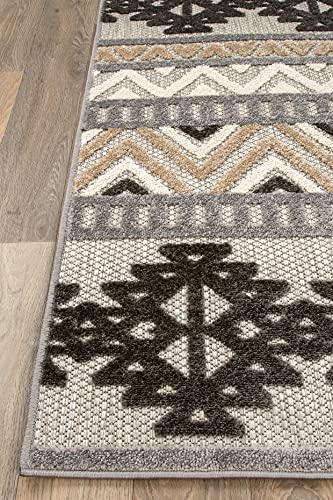 Rugshop Contemporary Geometric Bohemian Indoor/Outdoor Area Rug 5' x 7' Gray
