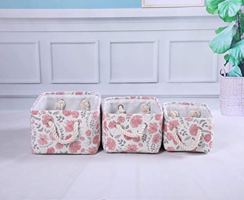 MAIZMZ Rectangular Storage Basket Collapsible Organizer Bin Thick Toy Box for Organizing Home/Dorm/Kitchen/Pet/Office/Closet/Shelf/Gift Baskets(rose)