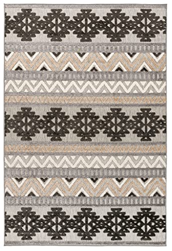 Rugshop Contemporary Geometric Bohemian Indoor/Outdoor Area Rug 5' x 7' Gray