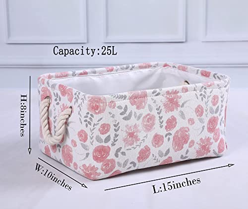 MAIZMZ Rectangular Storage Basket Collapsible Organizer Bin Thick Toy Box for Organizing Home/Dorm/Kitchen/Pet/Office/Closet/Shelf/Gift Baskets(rose)