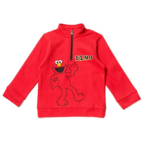 Sesame Street Elmo Toddler Boys Fleece Half Zip Sweatshirt and Pants Set red/black 2T