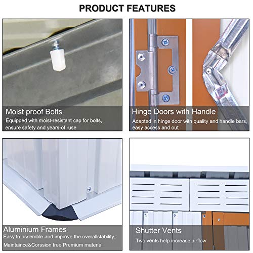 Outdoor Metal Storage Shed 5' x 3' Steel Tool Storage Shed for Garden Patio Backyard Lawn Tool House with Lockable Door