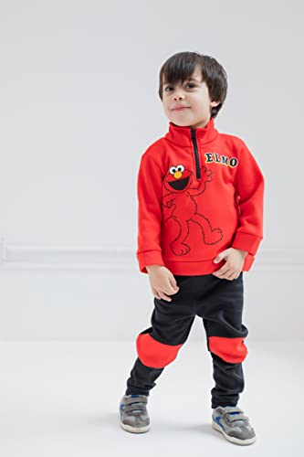 Sesame Street Elmo Toddler Boys Fleece Half Zip Sweatshirt and Pants Set red/black 2T