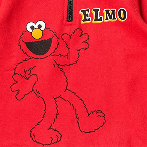 Sesame Street Elmo Toddler Boys Fleece Half Zip Sweatshirt and Pants Set red/black 2T