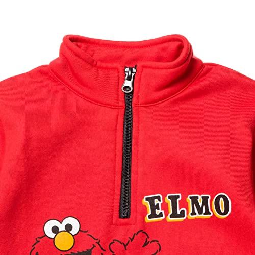 Sesame Street Elmo Toddler Boys Fleece Half Zip Sweatshirt and Pants Set red/black 2T