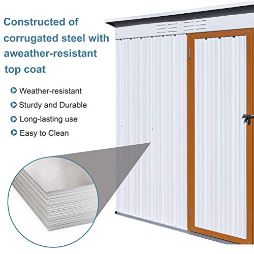 Outdoor Metal Storage Shed 5' x 3' Steel Tool Storage Shed for Garden Patio Backyard Lawn Tool House with Lockable Door