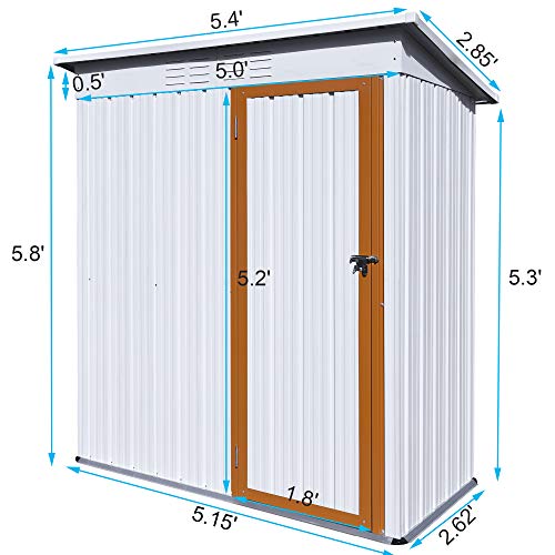 Outdoor Metal Storage Shed 5' x 3' Steel Tool Storage Shed for Garden Patio Backyard Lawn Tool House with Lockable Door