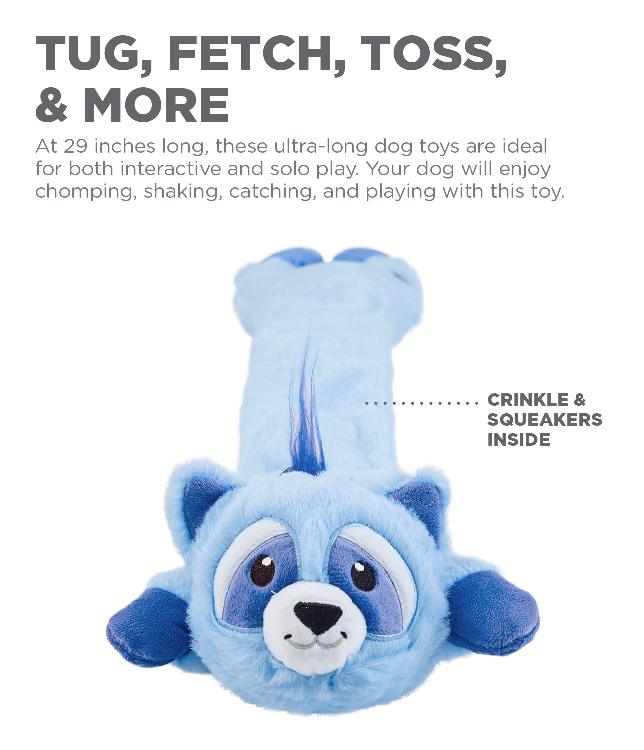 Outward Hound Longidudes Raccoon Plush & Squeaky Dog Tug Toy