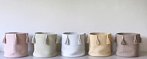 Lorena Canals Basket Woody Pearl Blue - Pearl Blue - Baskets - 9" x Ø 9" - 97% Cotton, 3% Other Fibres