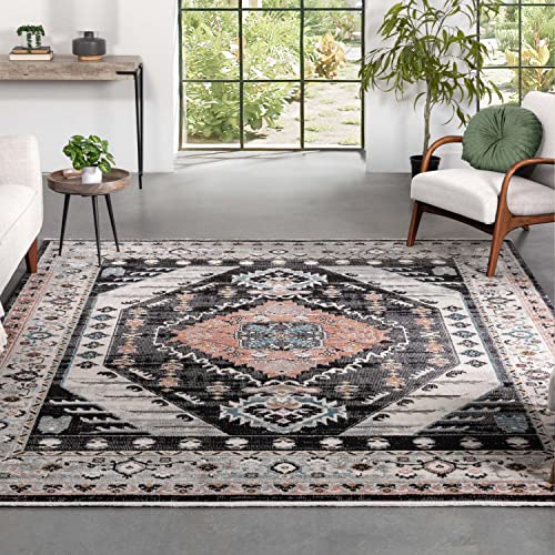 Well Woven Indira Julita Vintage Bohemian Aztec Tribal Black 5'3" X 7'3" Area Rug