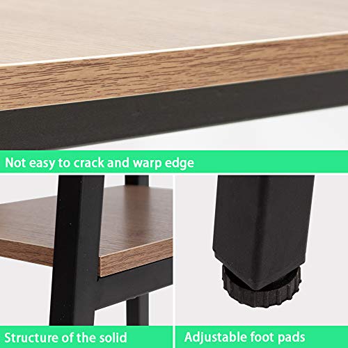 Coral Flower Landisl Desk,Simple and Modern Design,with Two Open Shelves for Books, Office Supplies or Accessories Within Easy Reach，Light Oak