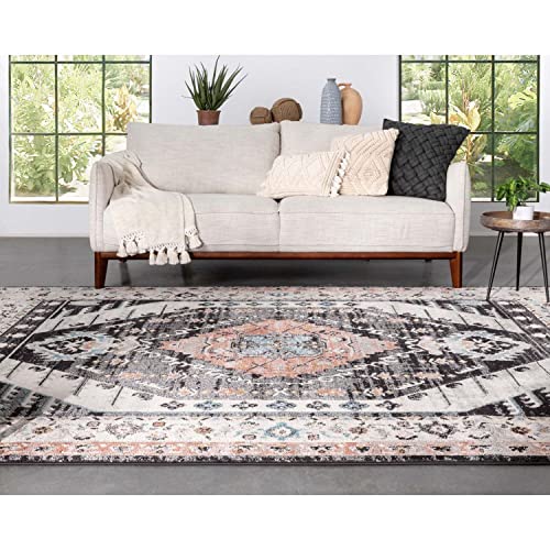 Well Woven Indira Julita Vintage Bohemian Aztec Tribal Black 5'3" X 7'3" Area Rug