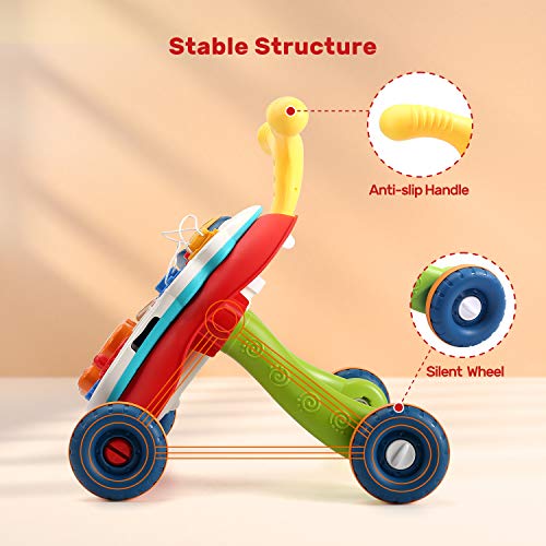 CUTE STONE Sit-to-Stand Learning Walker, 2 in 1 Baby Walker, Early Educational Child Activity Center, Multifunctional Removable Play Panel, Baby Music Learning Toy Gift for Infant Boys Girls