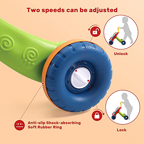 CUTE STONE Sit-to-Stand Learning Walker, 2 in 1 Baby Walker, Early Educational Child Activity Center, Multifunctional Removable Play Panel, Baby Music Learning Toy Gift for Infant Boys Girls