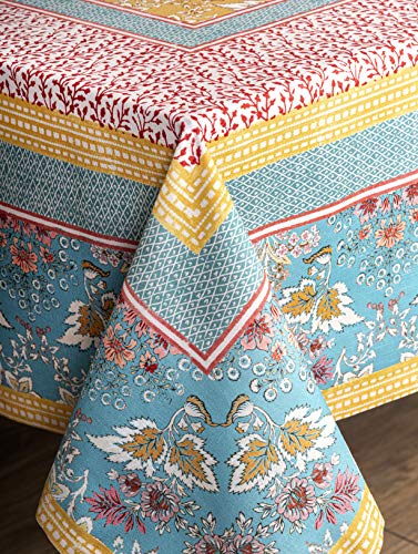 Maison d' Hermine Table Cloth 100% Cotton 60"x90" Decorative Tablecover Washable Rectangle Easter Tablecloths for Dining, Buffet Parties & Wedding Use, Marquise - Spring/Summer