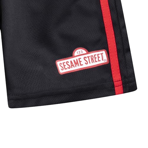 Sesame Street Boys’ Elmo and Cookie Monster Tee and Short Set for Infant and Toddler – Red/Blue