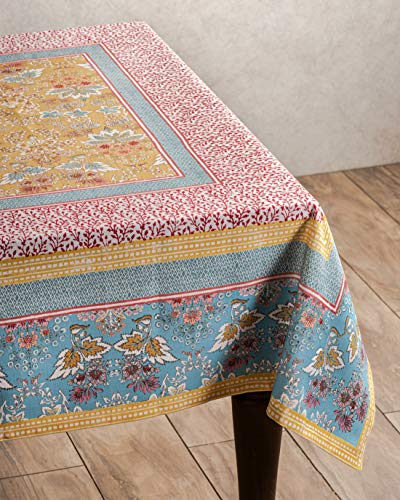 Maison d' Hermine Table Cloth 100% Cotton 60"x90" Decorative Tablecover Washable Rectangle Easter Tablecloths for Dining, Buffet Parties & Wedding Use, Marquise - Spring/Summer