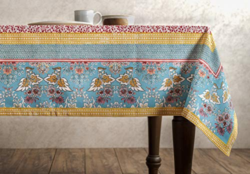 Maison d' Hermine Table Cloth 100% Cotton 60"x90" Decorative Tablecover Washable Rectangle Easter Tablecloths for Dining, Buffet Parties & Wedding Use, Marquise - Spring/Summer