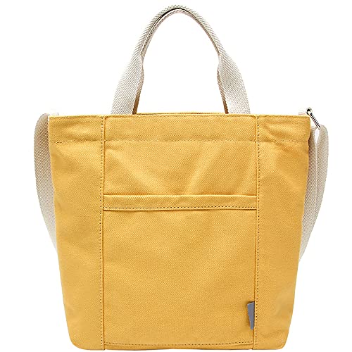 TOPTIE Canvas Tote Shoulder Bag Handle Purse Satchel Hobo Bag, Yellow Crossbody Bag for School Work Shopping