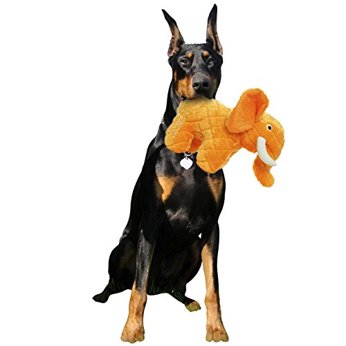 MIGHTY- Safari Elephant - Squeaker-Multiple Layers. Made Durable, Strong & Tough. Interactive Play Dog Toy (Tug, Toss & Fetch). Machine Washable & Floats