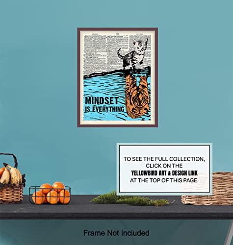 Mindset is Everything Wall Art - Entrepreneur Wall Art - Motivational Wall Decor - Cat Decor - Cat Gifts - Inspirational Posters - Motivational Gifts - Office Wall Decor - Sports Wall Decor