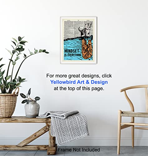 Mindset is Everything Wall Art - Entrepreneur Wall Art - Motivational Wall Decor - Cat Decor - Cat Gifts - Inspirational Posters - Motivational Gifts - Office Wall Decor - Sports Wall Decor